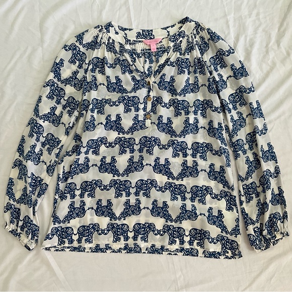 Lilly Pulitzer | Tops | Lilly Pulitzer Elsa Silk Blouse In Check Your ...